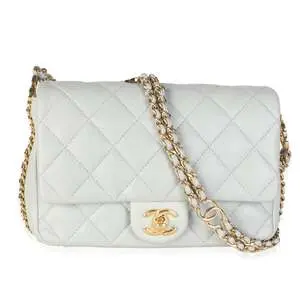 CHANEL Dusty Blue Quilted Lambskin CC You Mini Flap Bag
