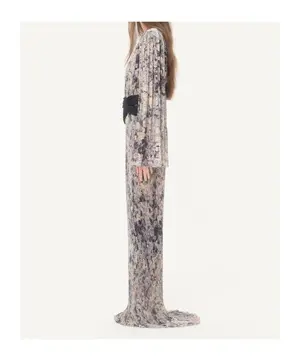 Valentino Garavani Long Dress In Pekin Lurex Urbs Mosaïque With Pleats