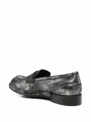 DEL CARLO Cracked-effect Leather Loafers