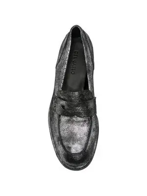 DEL CARLO Cracked-effect Leather Loafers