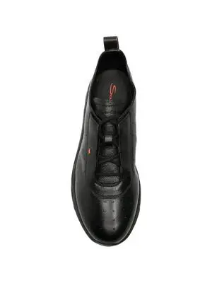 Santoni Perforated Panelled Leather Sneakers