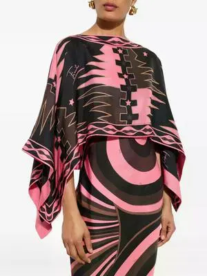 Emilio Pucci Iride-print Silk Dress With Cape