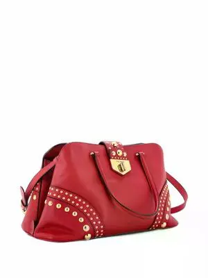 Prada Convertible Turnlock Dome Studded Saffiano Leather Medium Satchel