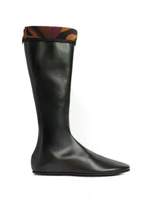 Emilio Pucci Stretch Boots With Printed-cuff - Black