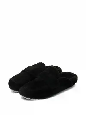 JAMES PERSE Suede Faux-shearling-lined Mules - Black