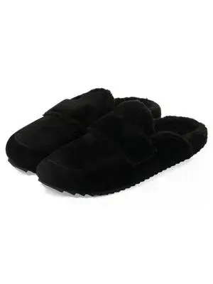 JAMES PERSE Suede Faux-shearling-lined Mules