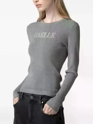 GAELLE PARIS Logo-knit Ribbed T-shirt