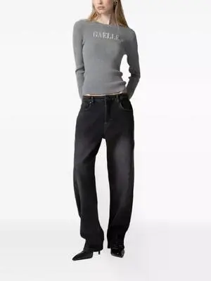 GAELLE PARIS Logo-knit Ribbed T-shirt