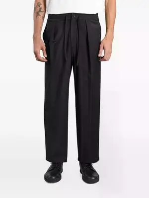 Attachment Pleated Drawstring Trousers - Black