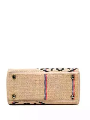 Dior 2022 Medium Jute Embroidered Lady D Lite Satchel