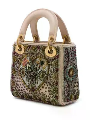 Dior 2017 Mini Calfskin Beaded And Embroidered Lady Satchel