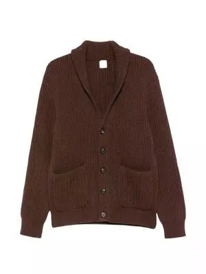 Eleventy Ribbed-knit Shawl-collar Cardigan