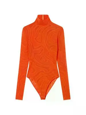 Emilio Pucci High-neck Jacquard Tulle Bodysuit - Orange