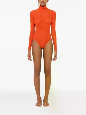 Emilio Pucci High-neck Jacquard Tulle Bodysuit