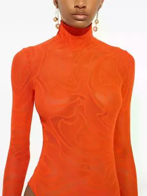 Emilio Pucci High-neck Jacquard Tulle Bodysuit