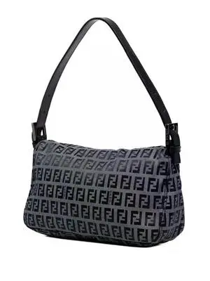 Fendi 2000-2010 Zucchino Canvas Double Flap Shoulder Bag