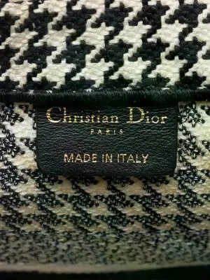 Dior 2019 Medium Embroidered Canvas Houndstooth Book Tote Bag - Black