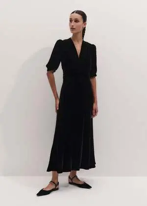 ME+EM Silk Blend Velvet Maxi Dress - Black