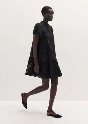 ME+EM Ribbon Tulle Swing Mini Dress - Black