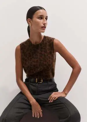 ME+EM Merino Cashmere Straight Knit Vest - Chocolate Multi