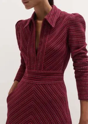 ME+EM Stripe Tweed Midi Dress