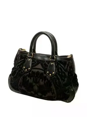 Prada 2010-2026 Velluto Burnout And Canvas Canapa Logo Convertible Tote Satchel
