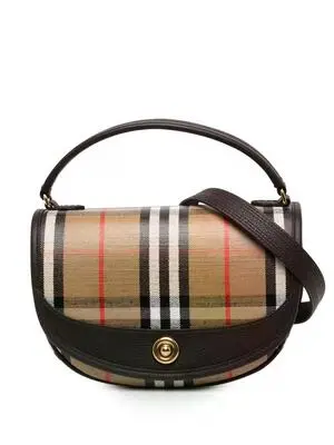 Burberry 2023-2026 Leather Trimmed House Check Coated Canvas Highlands Satchel - Neutrals