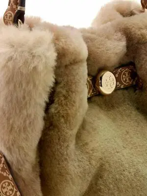 Tory Burch Mini Romy Shearling Bucket Bag - Neutrals