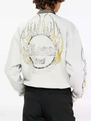 DIESEL® Drawstring-hem Sweatshirt With Crack Print