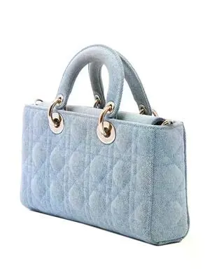 Dior 2022 Medium Denim Cannage Lady D Joy Satchel
