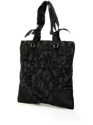 Prada 2000-2013 Tessuto And Floral Lace Handbag