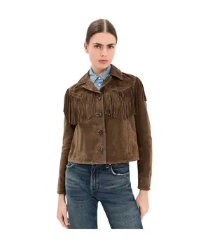 NILI LOTAN Eloi Calfskin Suede Jacket - Hazel