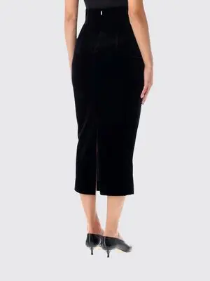 Alberta Ferretti High-waisted Velvet Midi Pencil Skirt With Back Slit