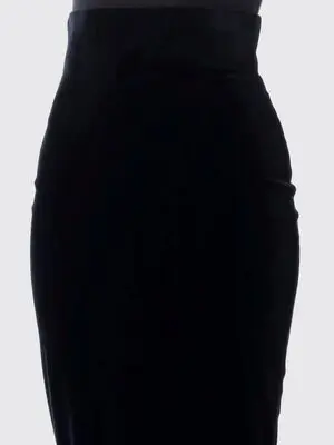 Alberta Ferretti High-waisted Velvet Midi Pencil Skirt With Back Slit