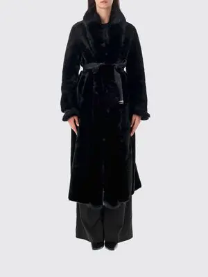 URBANCODE Reversible Belted Long Coat In Faux Fur And Faux Leather