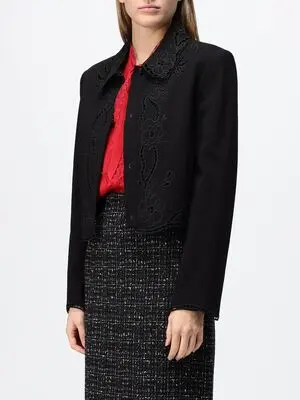 TWINSET Single-breasted Cropped Jacket In Viscose Blend With Embroidered Details