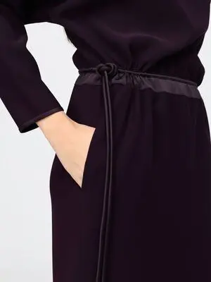 Emporio Armani Satin Mini Sheath Dress With Long Sleeves And Drawstring Waist