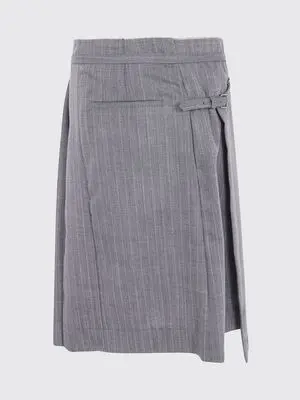 Dries Van Noten Pleated Chevron Wool Midi Skirt With A Wrap-around Design