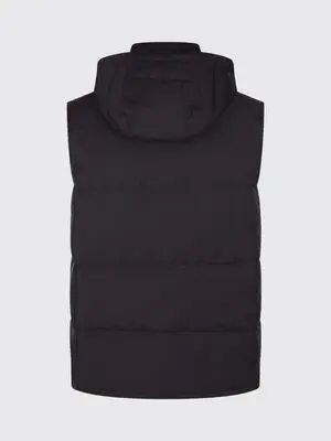 Eleventy Quilted Gilet In A Wool Blend With A Padded Hood And High Neck