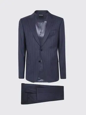 Zegna Pinstripe-pattern Pure Wool Single-breasted Suit - Grey