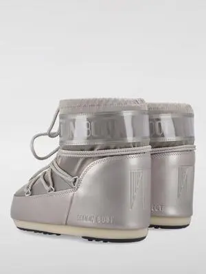 Moon Boot Low Icon Snow Boots With Adjustable Laces And Non-slip Sole - Platinum