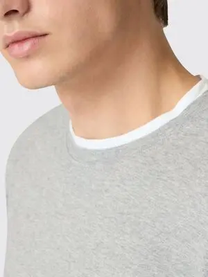 LARDINI Long-sleeved Cotton T-shirt With Contrasting Trims - Grey