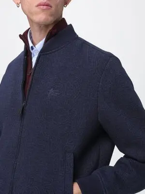 Etro Viscose Blend Bomber Jacket With Embroidered Pegasus Logo - Blue