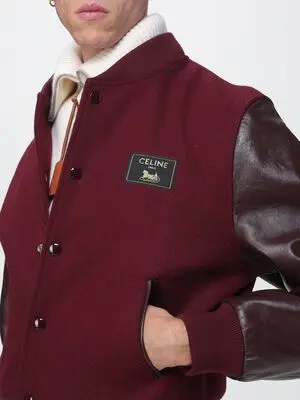 Celine Varsity Bomber Jacket In Virgin Wool Blend With Appliqué Logo