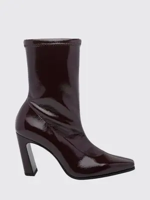 STUART WEITZMAN Fla Heel Patent Leather Ankle Boots With Tape Toe