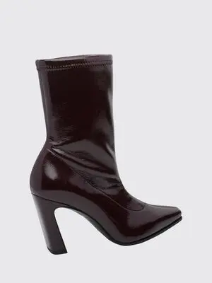 STUART WEITZMAN Fla Heel Patent Leather Ankle Boots With Tape Toe