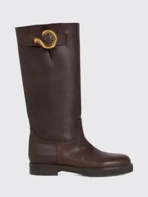 Etro Calfskin Leather Knee-high Boots With Buckle Detail Brown