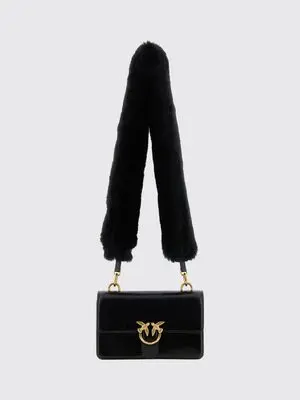 Pinko Love One Classic Mini Leather Crossbody Bag With Love Birds Buckle - Black