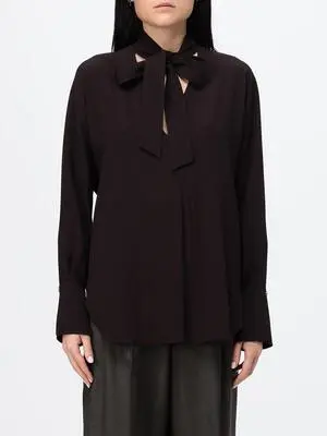Agnona Silk Blend Blouse With Pussy-bow Neck And Long Sleeves