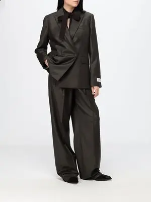 Agnona Silk Blend Blouse With Pussy-bow Neck And Long Sleeves